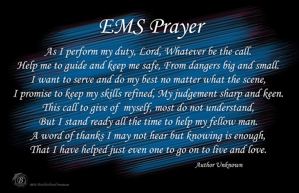 Amazon.com: BrotherhoodProducts EMS Prayer Emergency Medical Services Two11x17 Posters PO ...