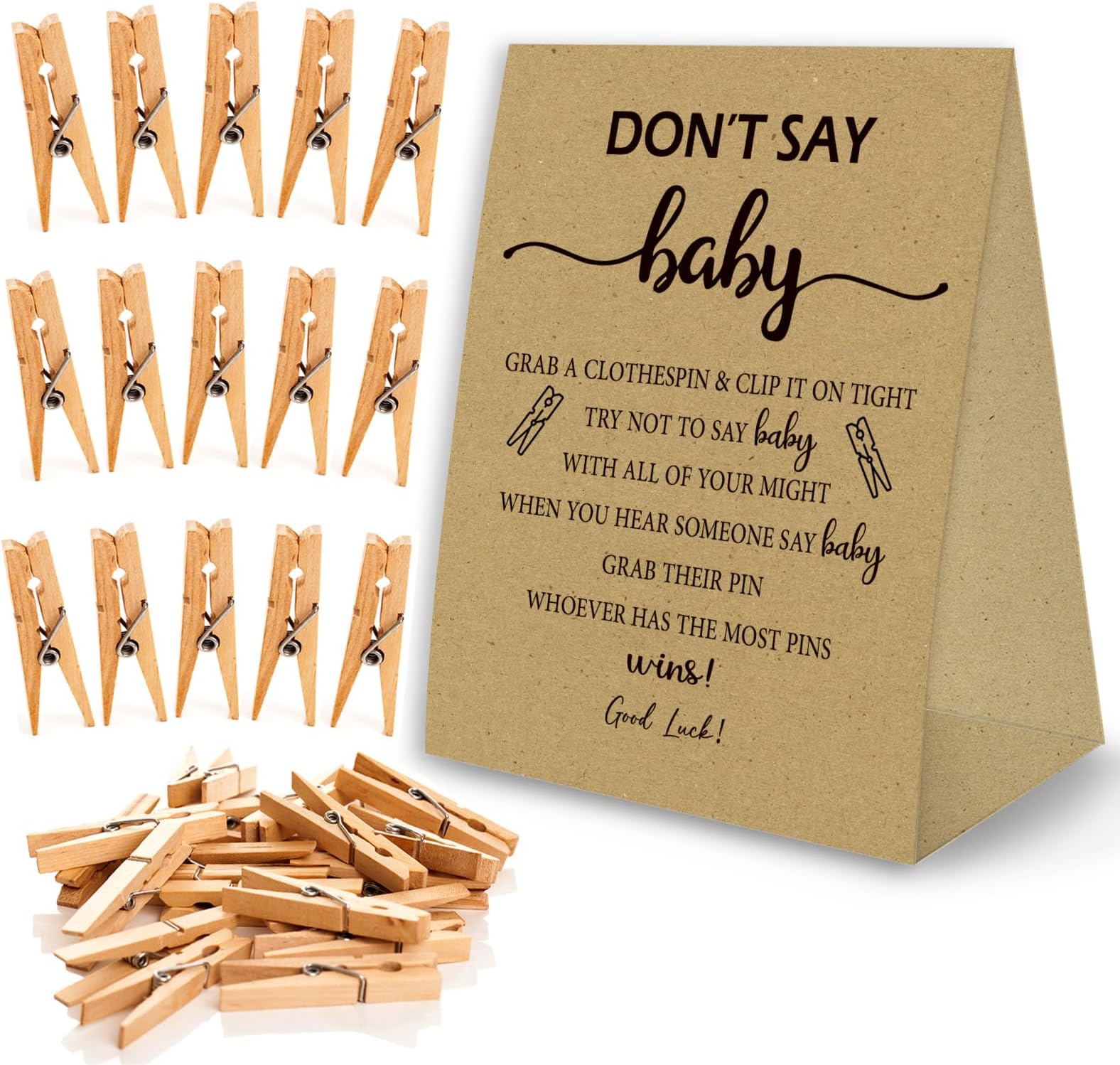 Amazon.com: Don't Say Baby Game For Baby Shower Clothespin Game, One ...