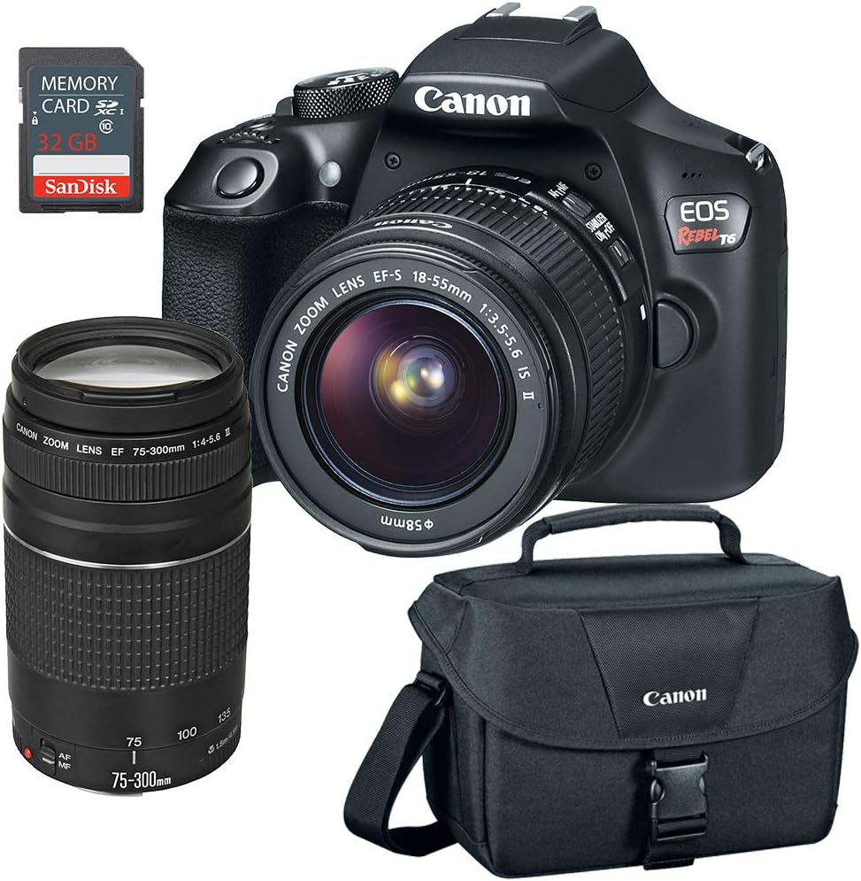 Amazon.com : Canon EOS Rebel T6 DSLR Camera w/EF-S 18-55mm, EF 75-300mm ...