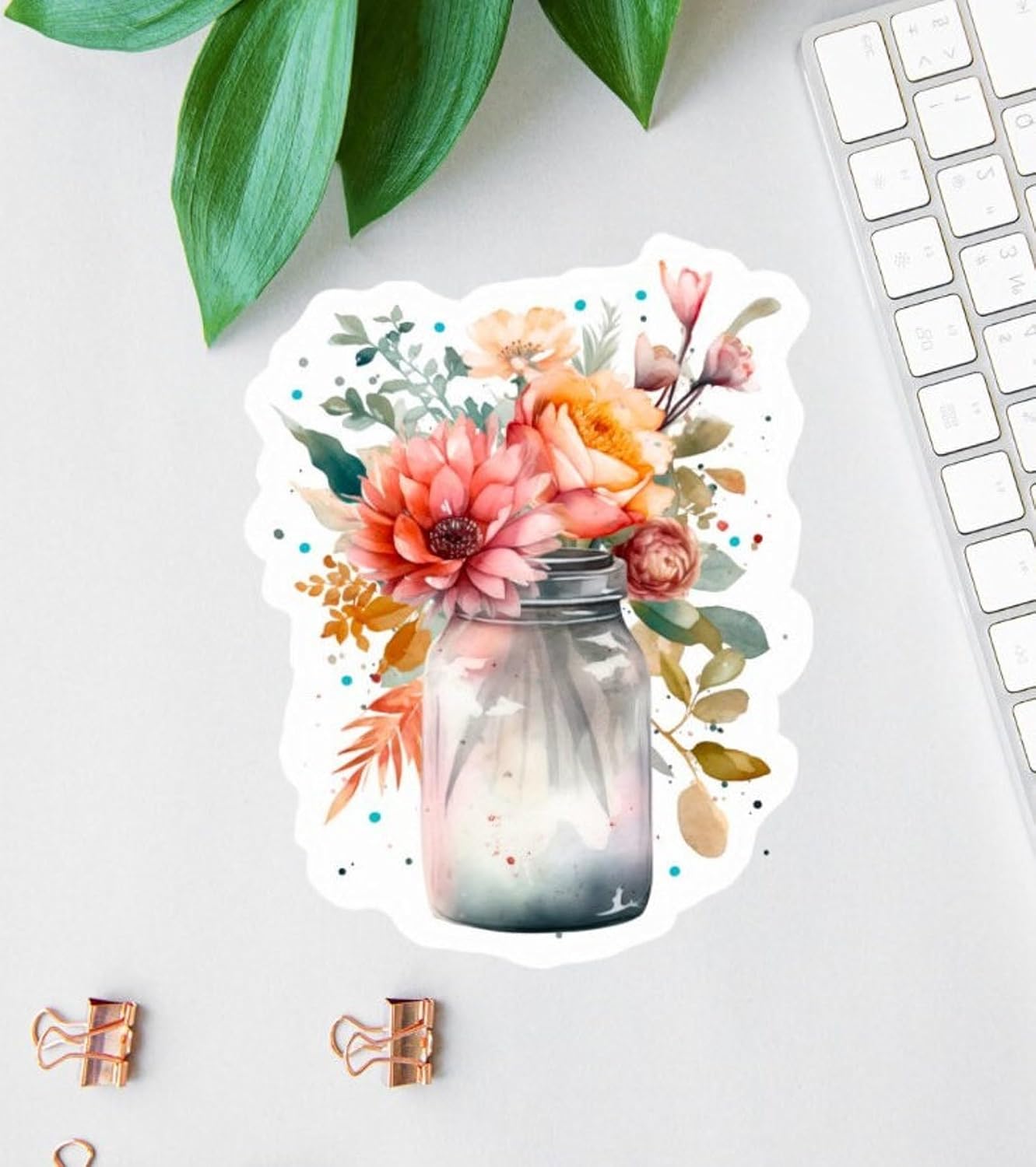 Amazon.com - Flower Mason Jar Sticker Watercolor Flower Label Clear ...