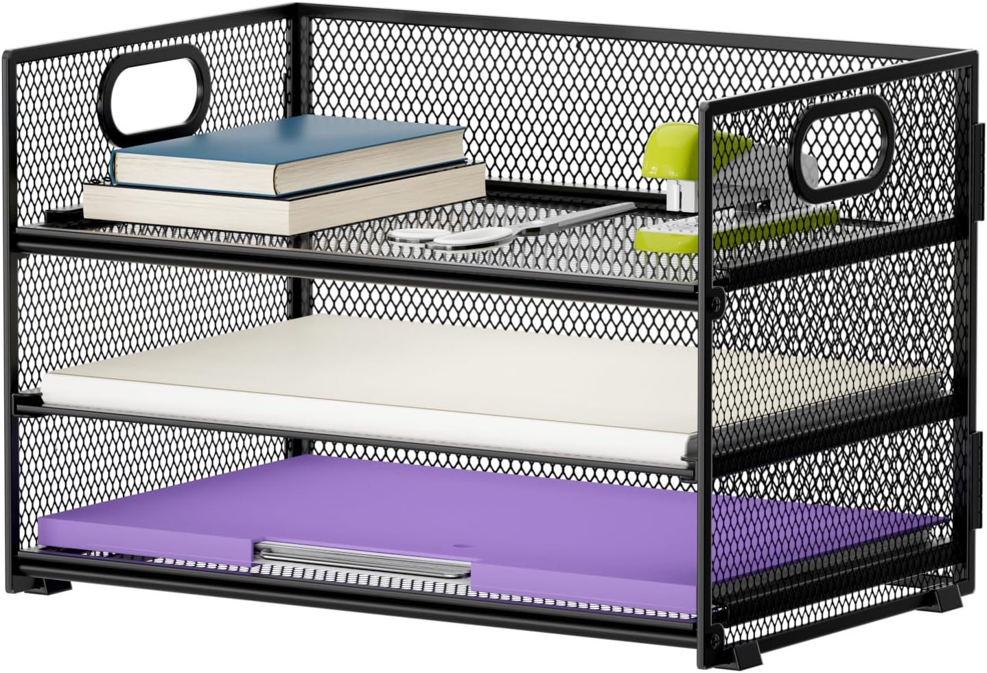 Amazon.com: Subekyu 3 Tier Paper Letter Tray Organizer for Desk, Gray ...