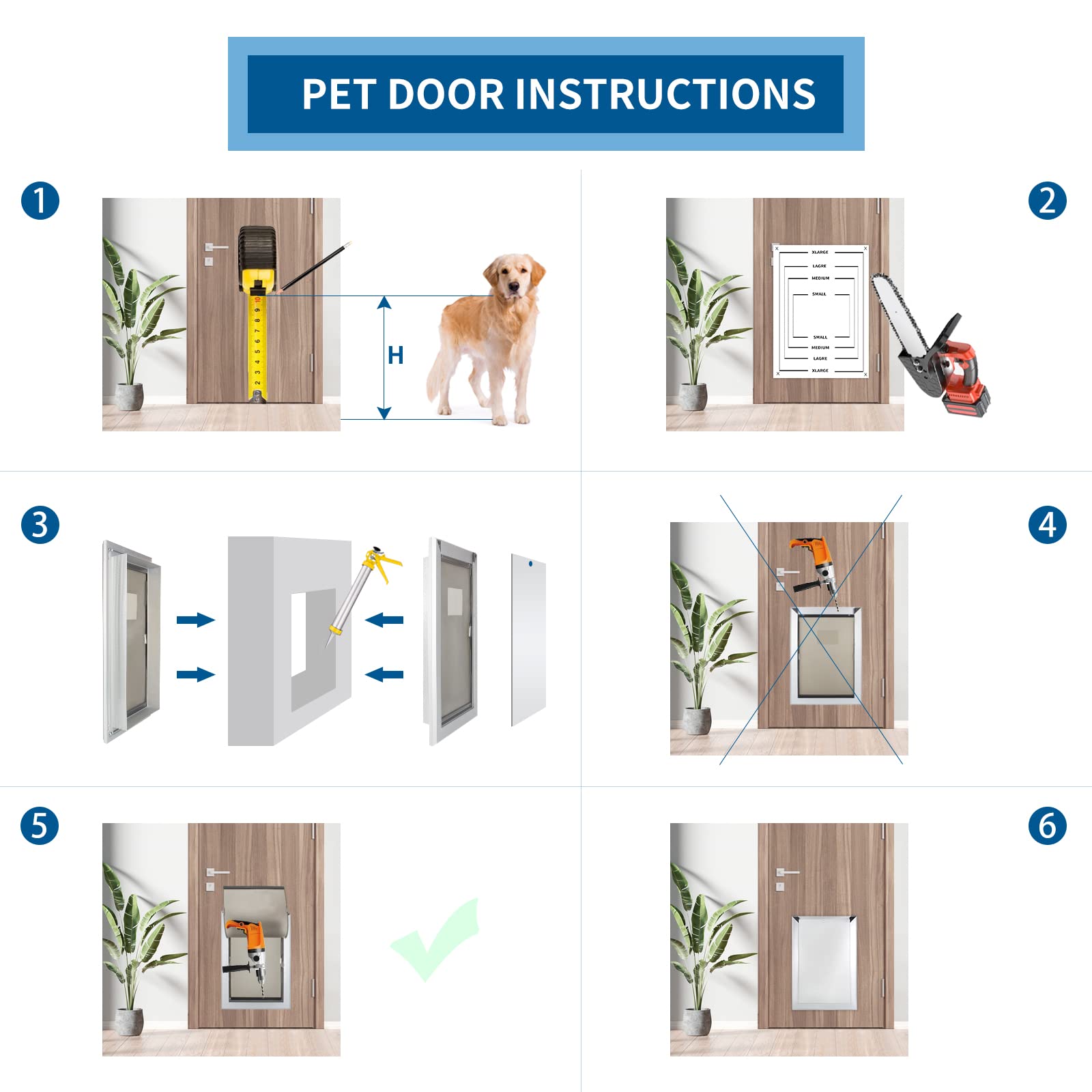 PATAPLUS Dog Doors for Large Dogs, Large Dog Door Cat Door with Slide ...