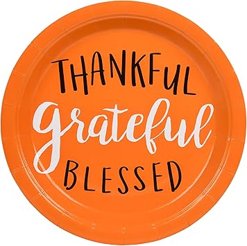 Amazon.com: AllReal 24Pcs Thankful Grateful Blessed Paper Plates Fall ...
