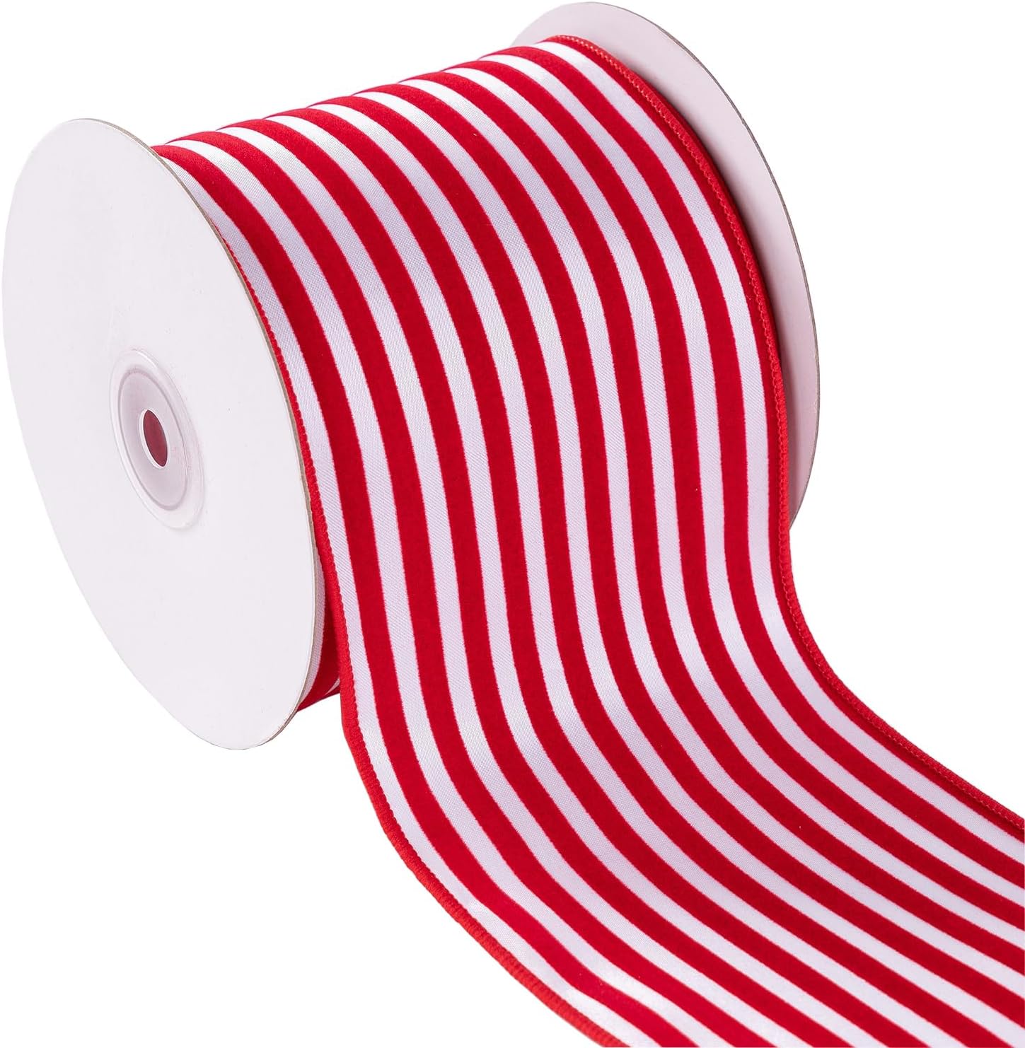 Amazon.com: CSZD RIBBON Red White Striped Christmas Wired Ribbon 4 Inch ...
