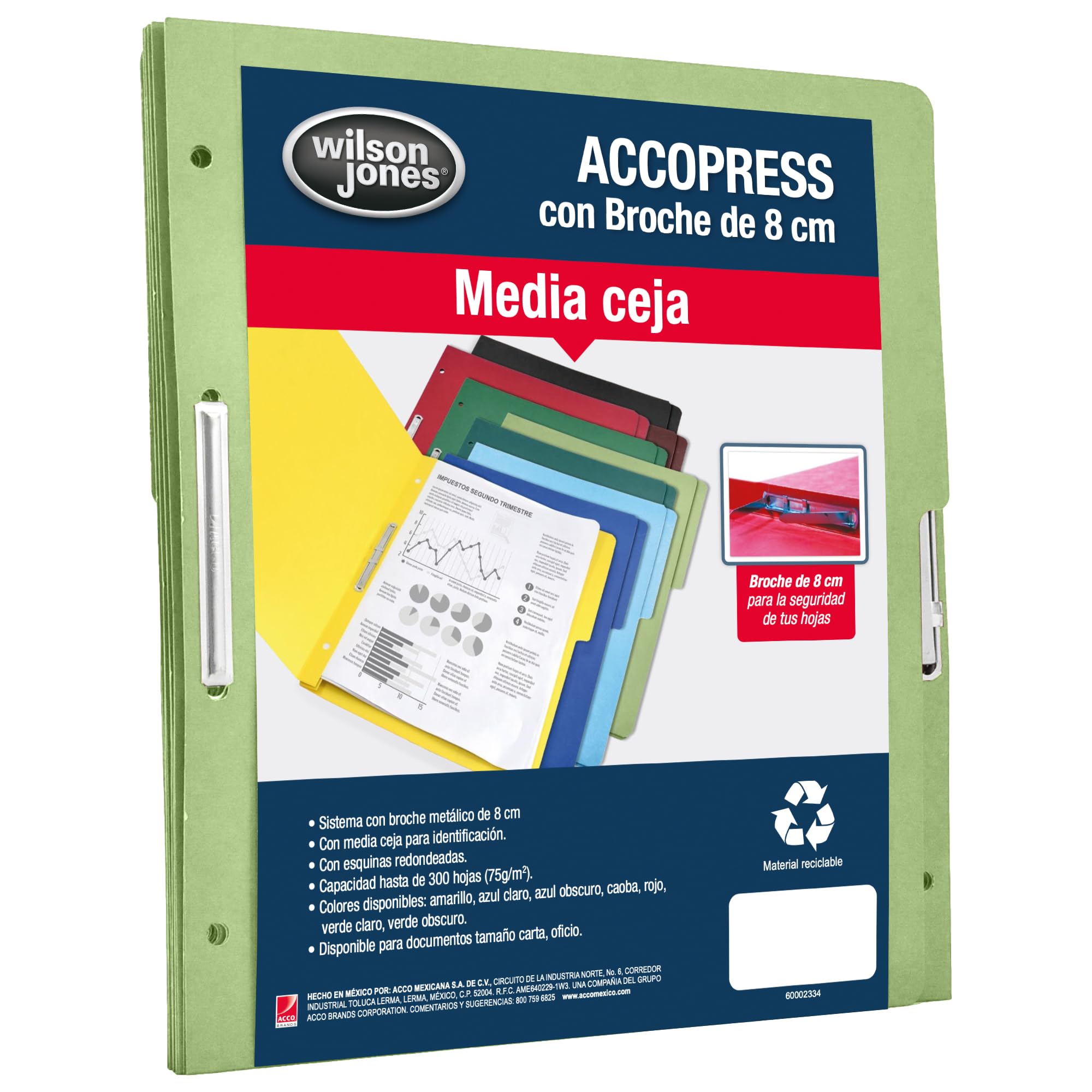 Wilson Jones Accopress Carpeta/Folder con Broche, 10 Piezas, Carta, 300 ...