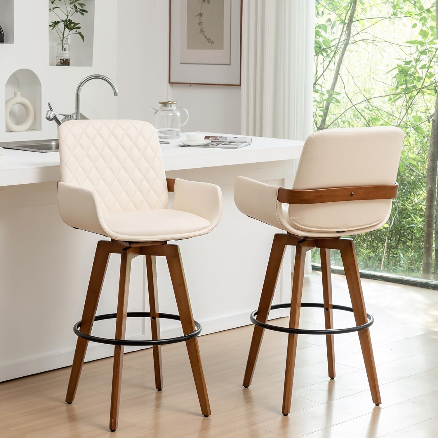 Amazon.com: HOCEWI Bar Height Bar Stools Set of 2, 30 Inch Mid Century ...