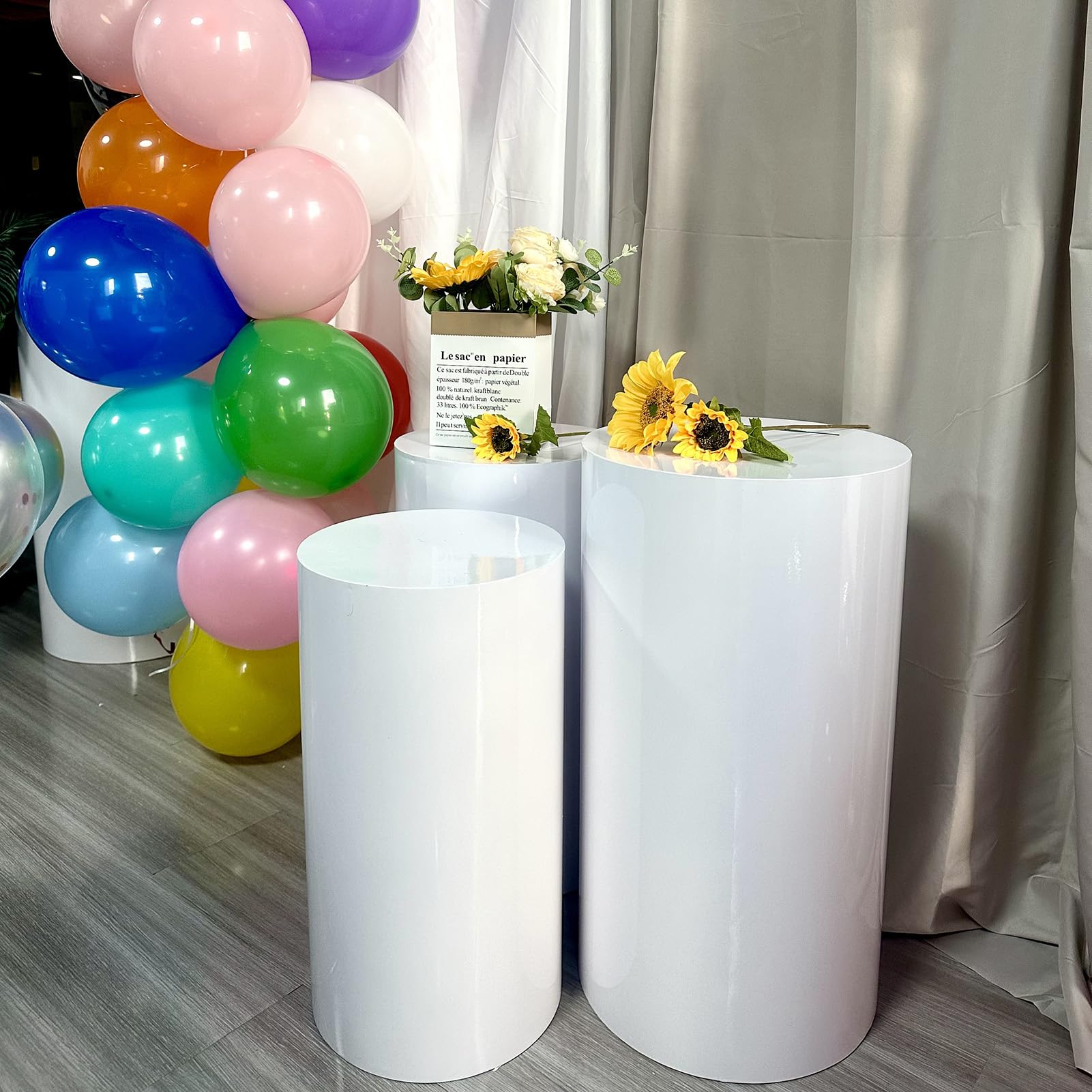 Amazon.com: JULENO 3pcs Cylinder Pedestal Stands for Parties,Metal ...