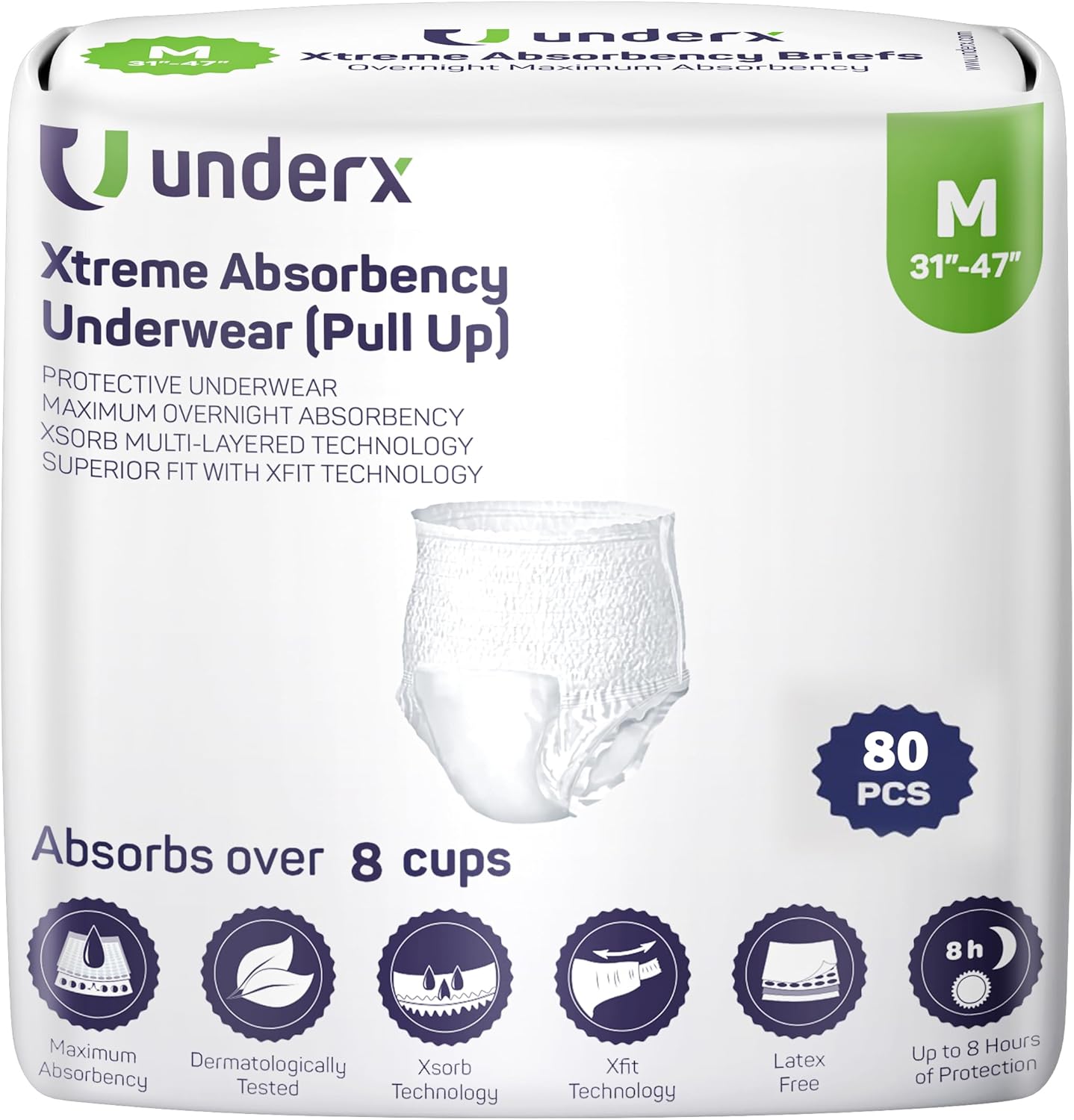 UnderX Adult Disposable Incontinence Underwear – Maximum Absorbency ...