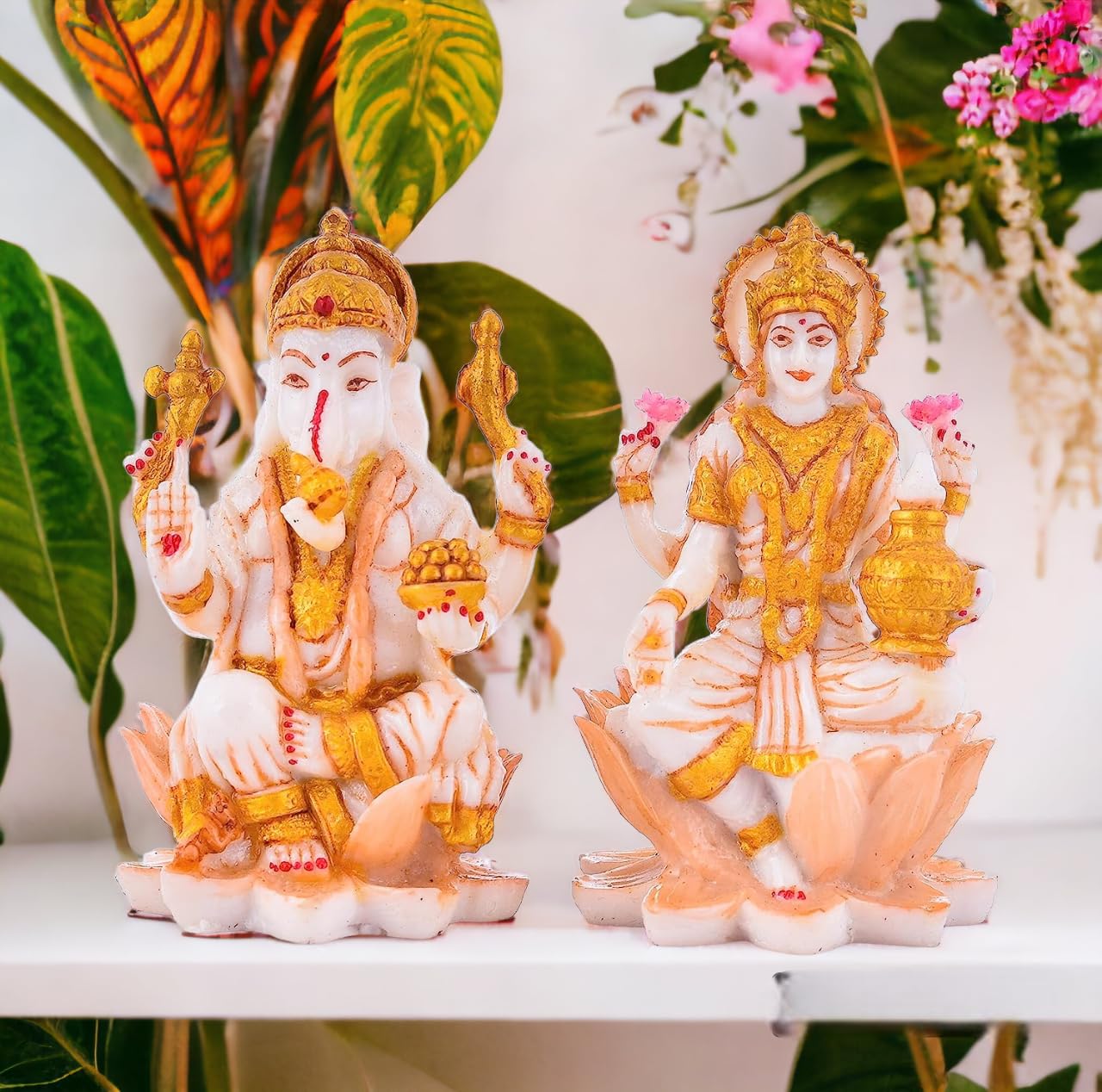 Buy Khamma Ghanni Handicraft Laxmi Ganesh ji murti for Pooja Room I God ...