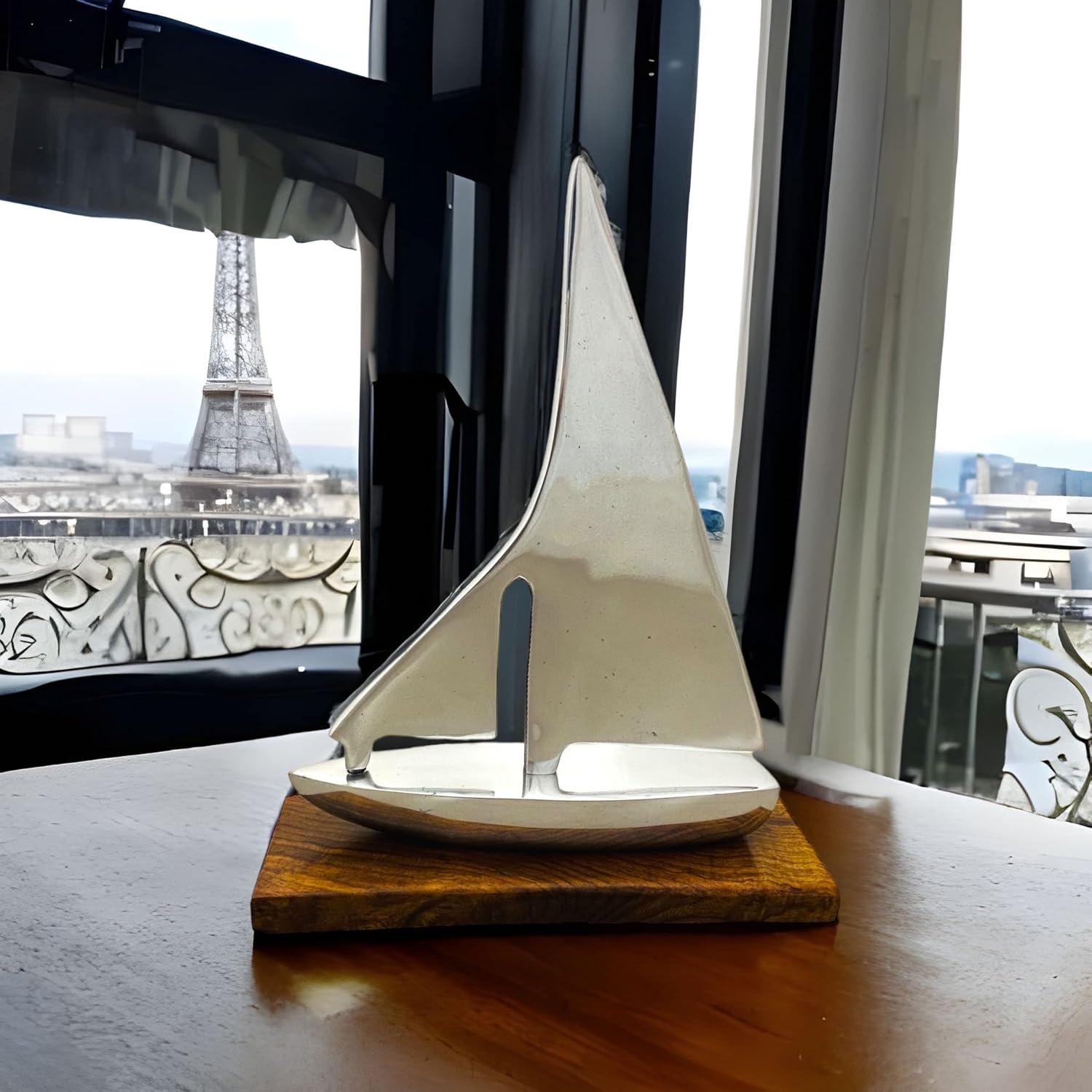 Amazon.com: SEA VINT Aluminum Ship Model on Wood Base - Nautical Decor ...