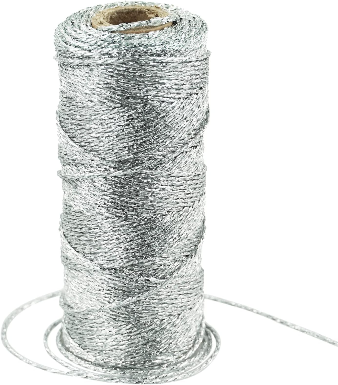 Lurex Cord - 3mm wide Macrame Cord, Coloured Elastic String, Silver ...