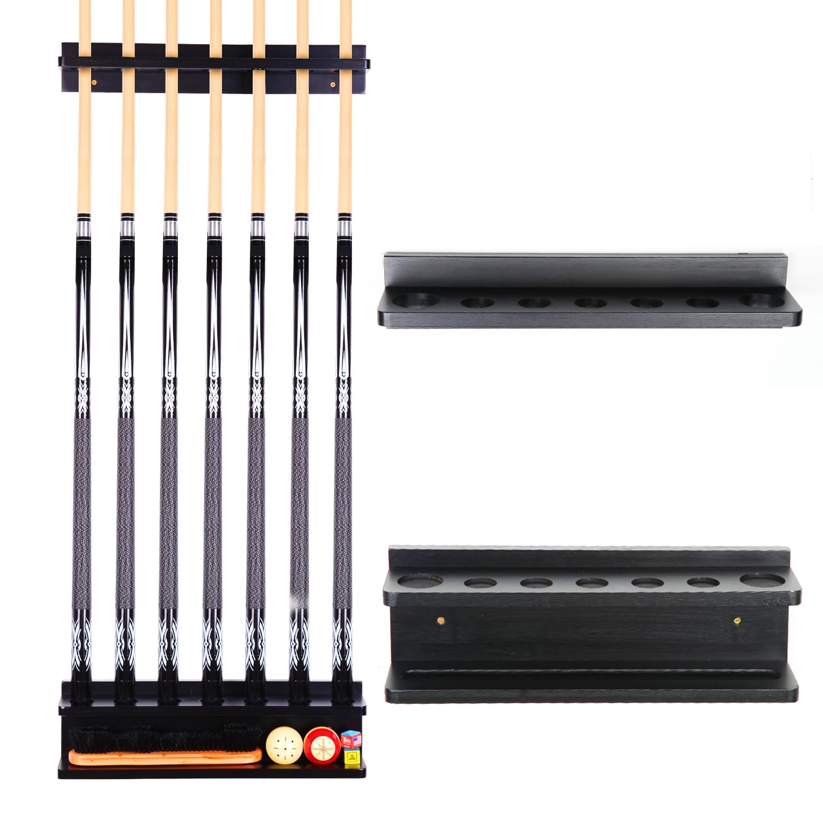 Amazon.com: Xnwouco Pool Stick Holder Wall Mount for 7 Cues, Pool Cue ...
