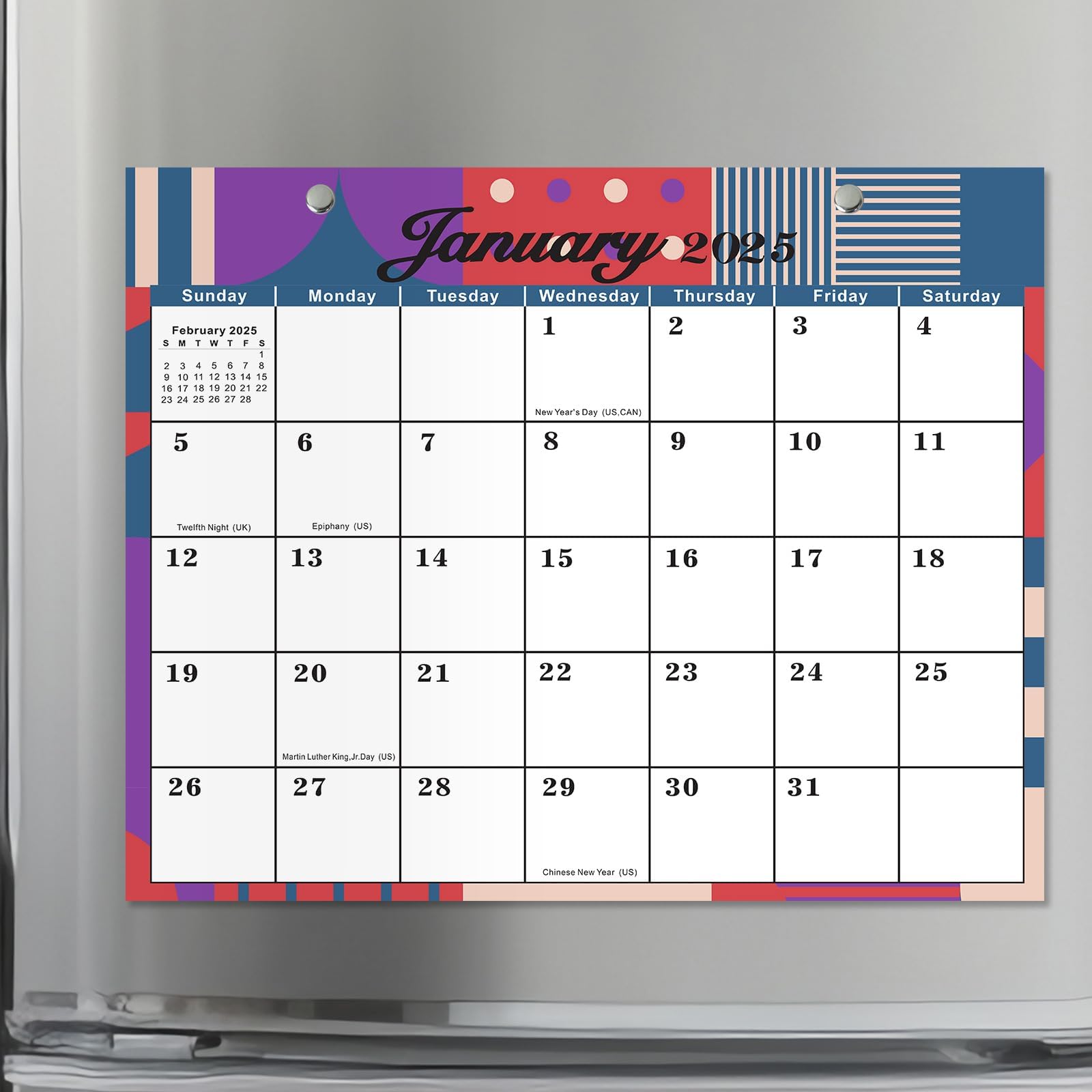 2025 Magnetic Calendar for Fridge, 12 Month to View Fridge Calendars UK ...