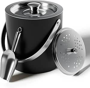 Amazon.com: Insulated Ice Bucket with Lid, Strainer, Scoop & Handle ...