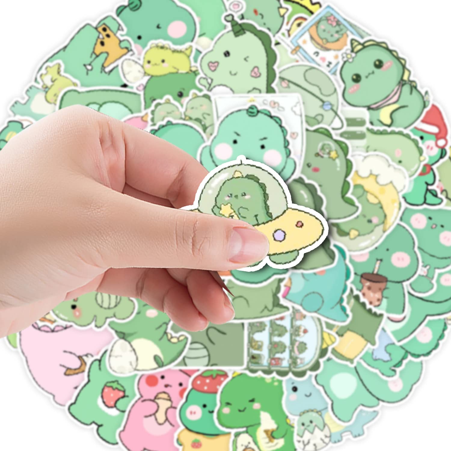 HNTR Green Dinosaur Stickers | 50 Adorable Baby Dino Decals – BigaMart