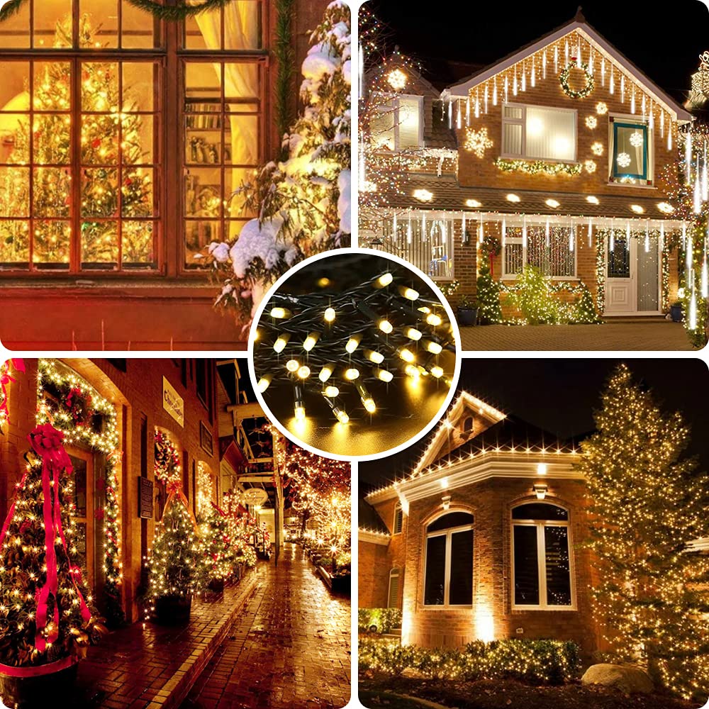 AmyHomie Warm White Christmas Lights, 108Ft 300LED Plug-in Christmas ...