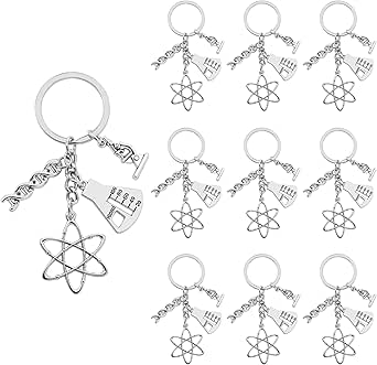SIQYUWM 10Pcs Science Keychain Alloy DNA Double Helix Measuring Cup ...