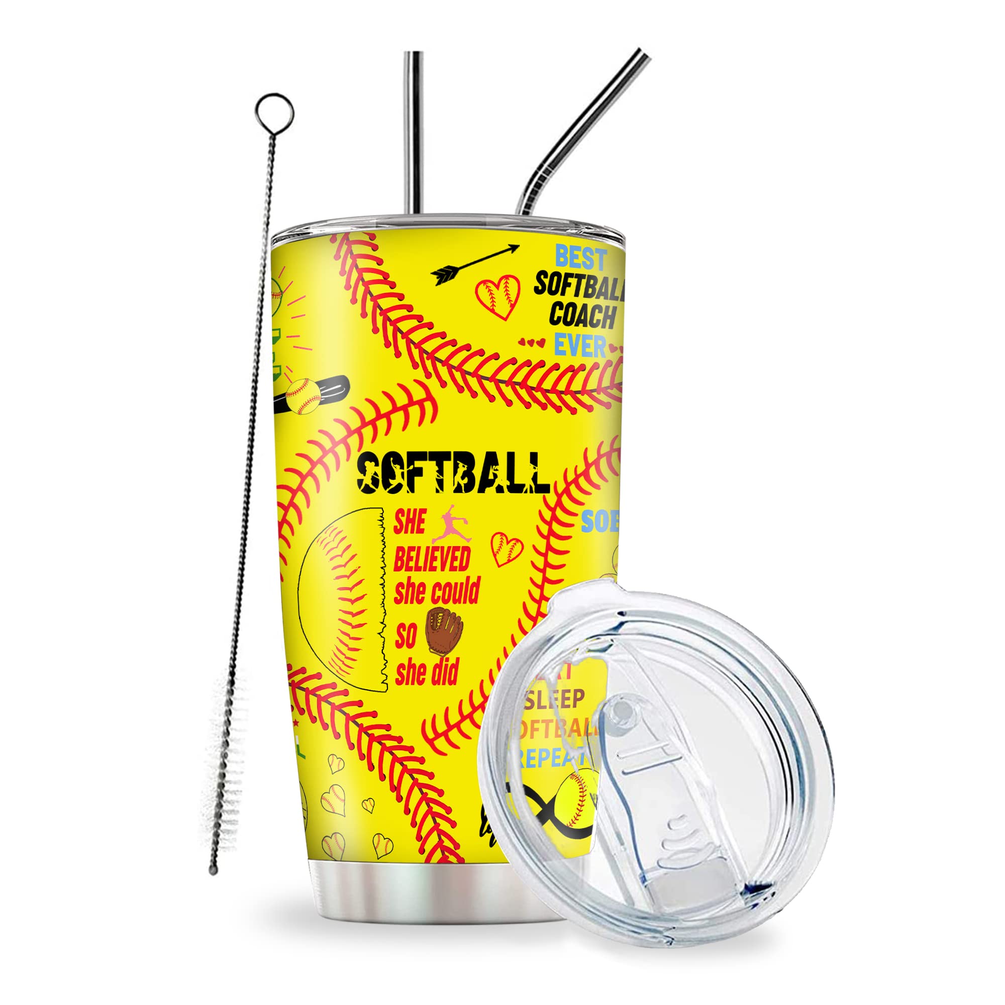 Snapklik.com : HYMONA Softball Gifts For Girls, Softball Coffee Tumbler ...