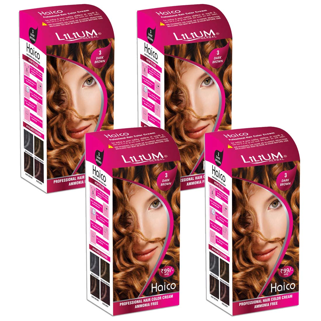 Lilium Herbal Haico Professional Dark Brown Hair Color Cream Ammonia ...