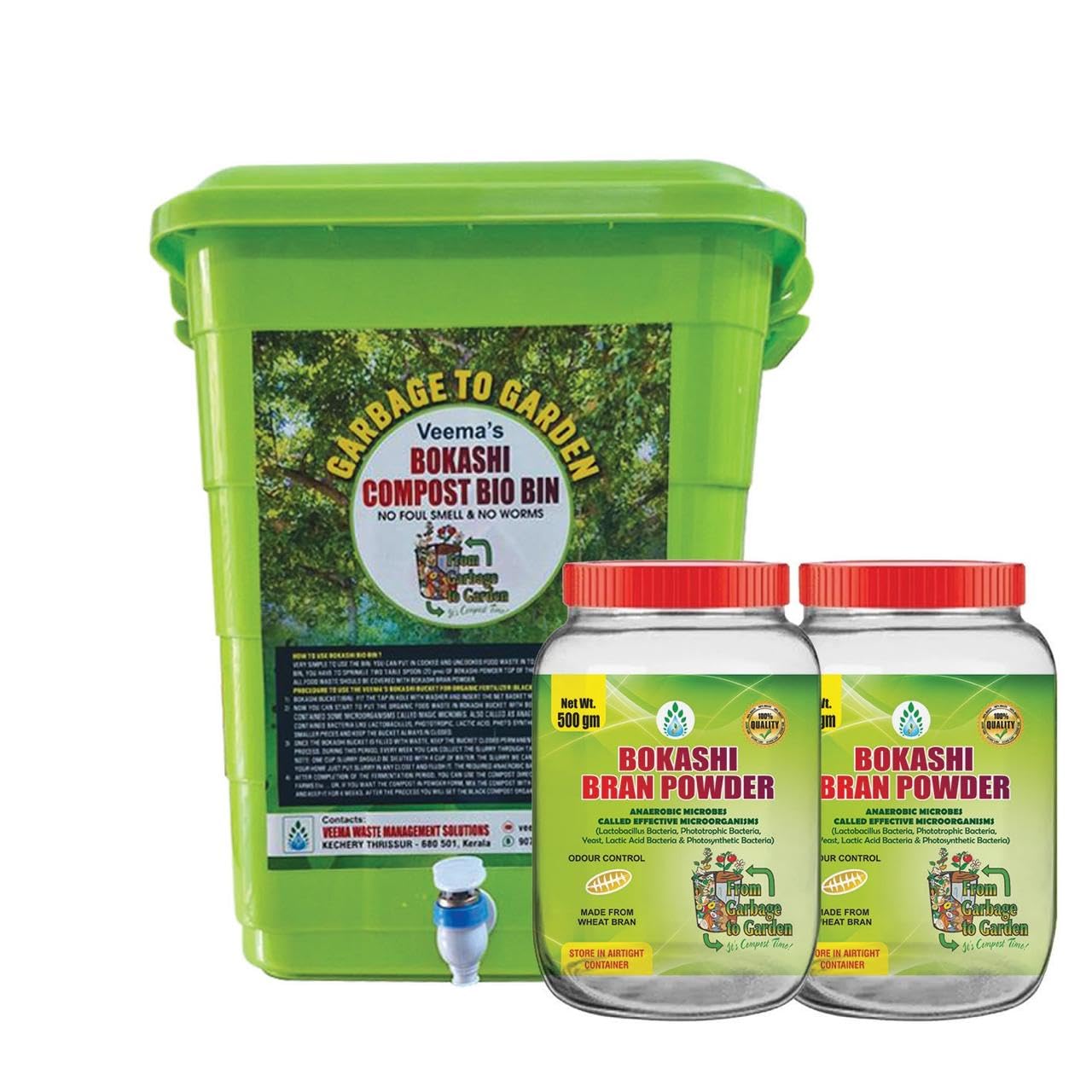 Veema's Organic Waste Composting Bin-Compost Bucket 35 LTR with 2 Burn ...