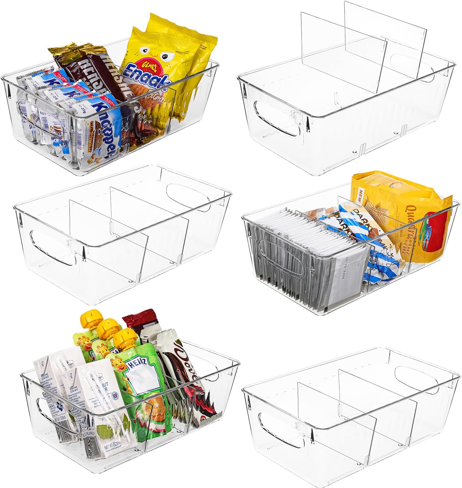 Amazon.com - HOIGON 4 Pack Adjustable Snack Organizer Bins, Plastic ...