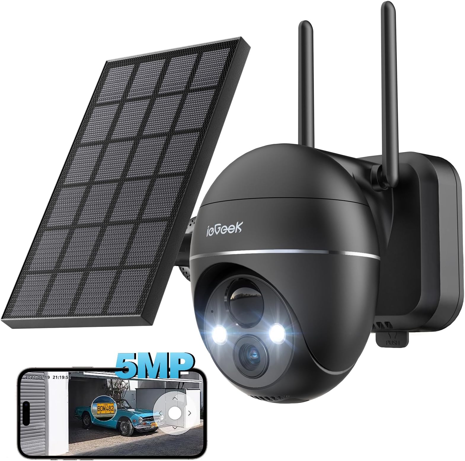 ieGeek 5MP Camera Surveillance WiFi Exterieure sans Fil Solaire, 15m ...