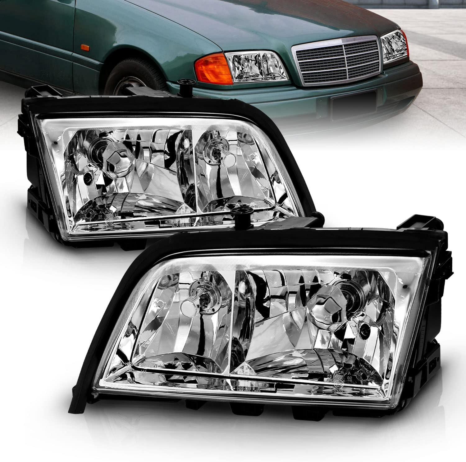 Amazon.com: AmeriLite Projector Headlights Black for Mercedes-Benz C ...