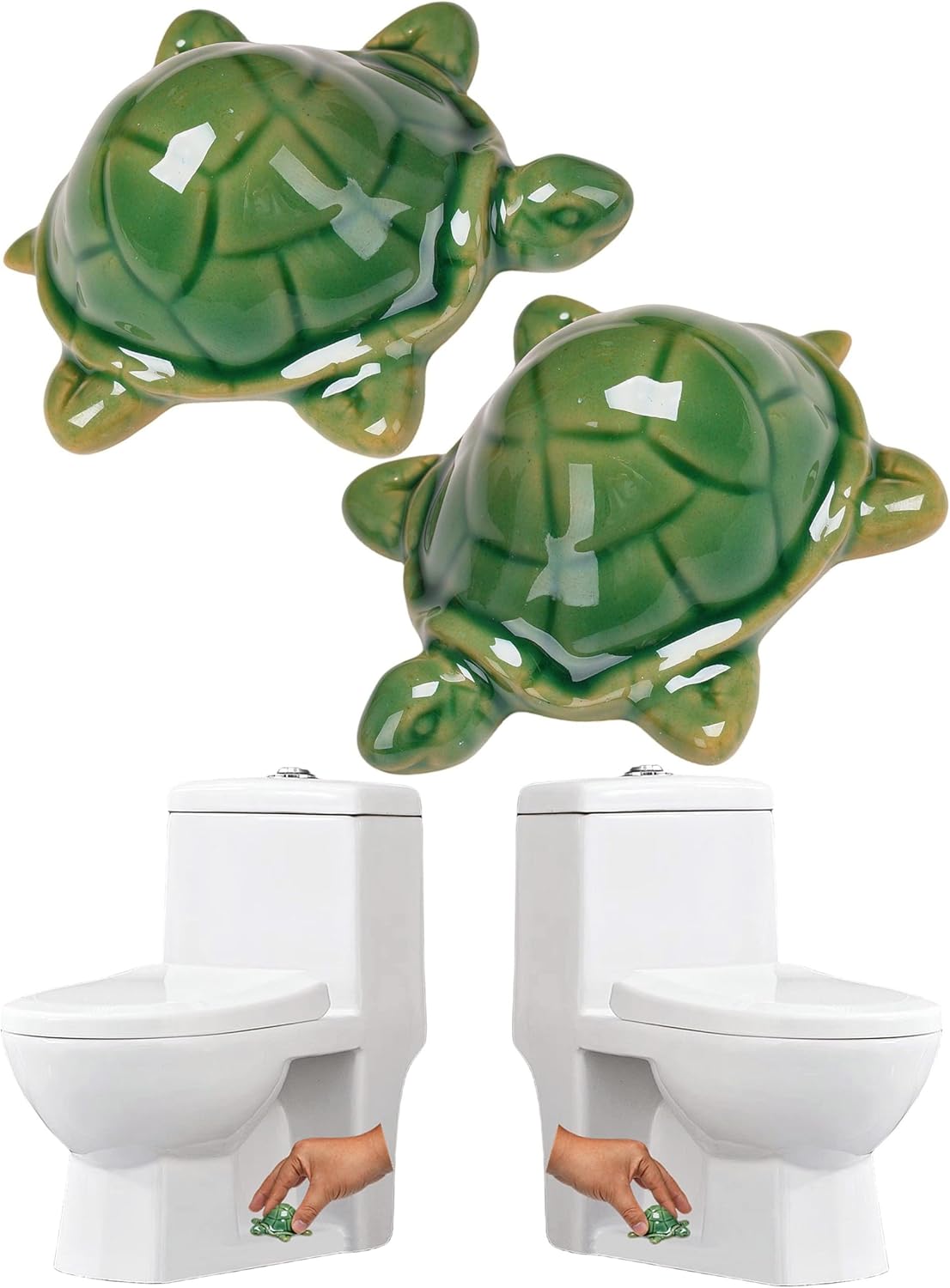 Decorative Sea Turtle Toilet Bolt Covers, Green Ceramic, Bathroom ...