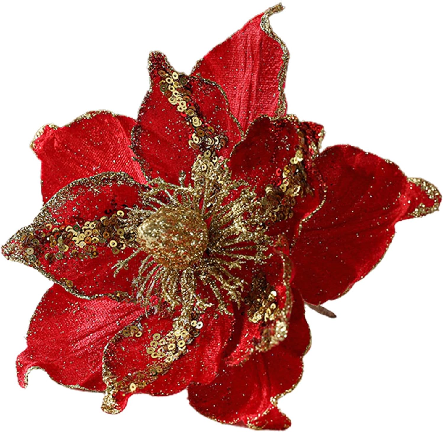 Red Christmas Flower Poinsettia Artificial Flowers Xmas Decorations ...