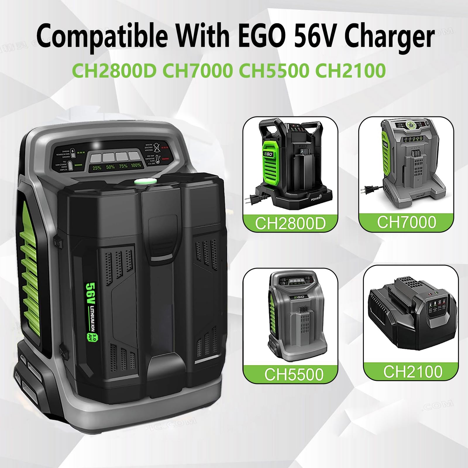 HAPPLYS 56V 3000mAh Replacement for EGO 56V Battery, 3.0Ah Lithium ...