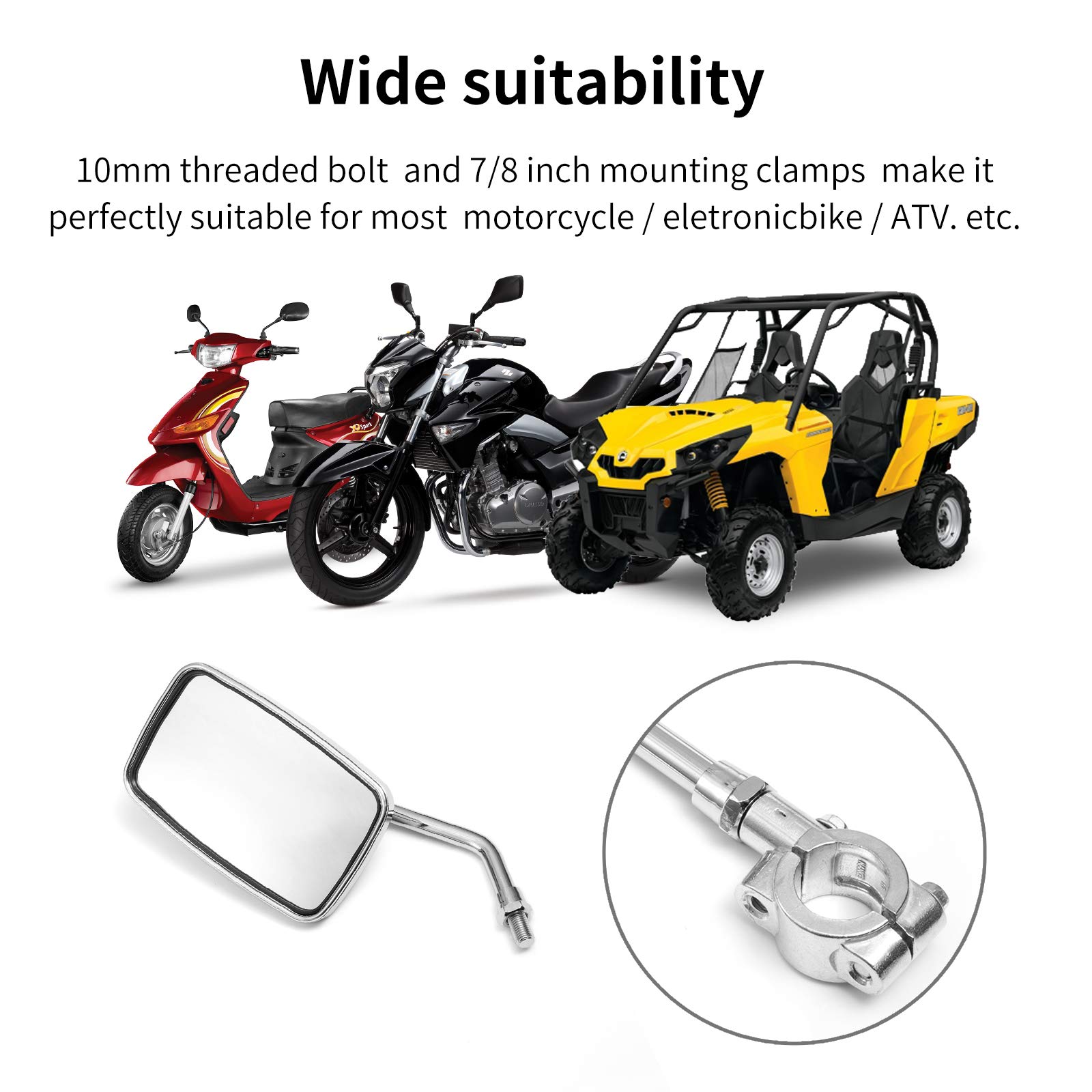 Snapklik.com : XYZCTEM Universal 10mm 360Rotation Chrome Rectangle ...