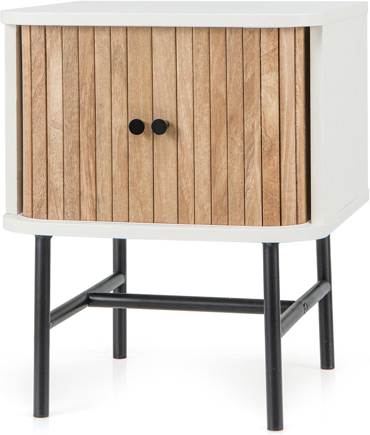 Multigot Sliding Door Bedside Table, Mid-century Modern Storage End ...