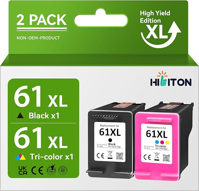 61XL for HP Ink 61 XL Ink Cartridges Black Color Combo Pack for HP61 ...