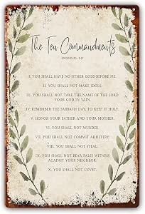 Amazon.com: 10 Commandment Metal Tin Sign, Ten Commandments Bible ...