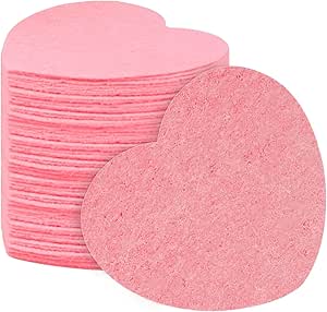Amazon.co.jp: Compressed Facial Cleansing Sponge, Spa Sponge, Heart ...