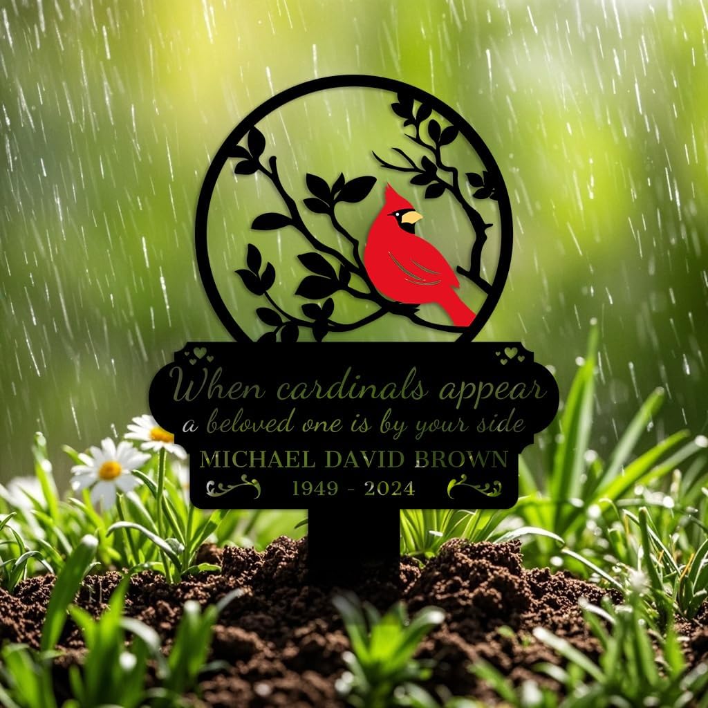 Amazon.com: Nygu6Bja Personalized Cardinal Memorial Grave Marker Stake ...
