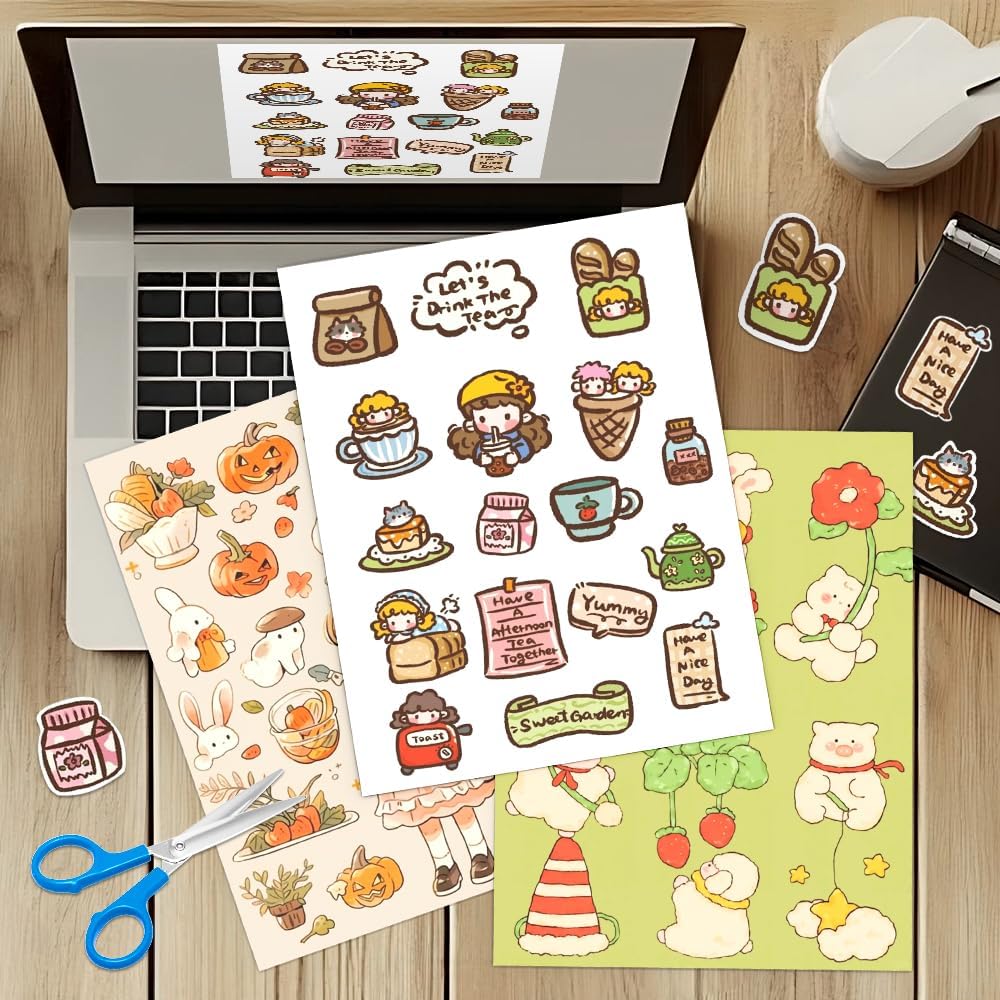 Amazon.com: 100 Sheets 8.5x11 Printable Sticker Paper work with Inkjet ...