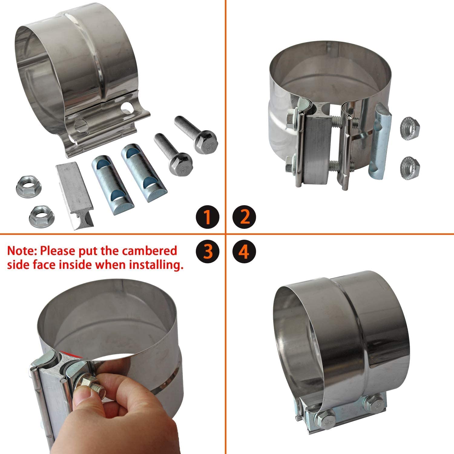 Snapklik.com : Exhaust Clamps Band Clamp 5 Lap Joint - Stainless Steel ...