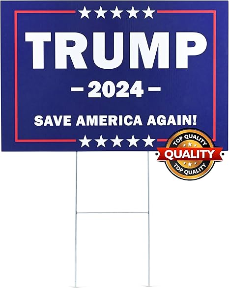 Amazon.com: Donald Trump 2024 Yard Sign,16X12 Save America Again Sign ...