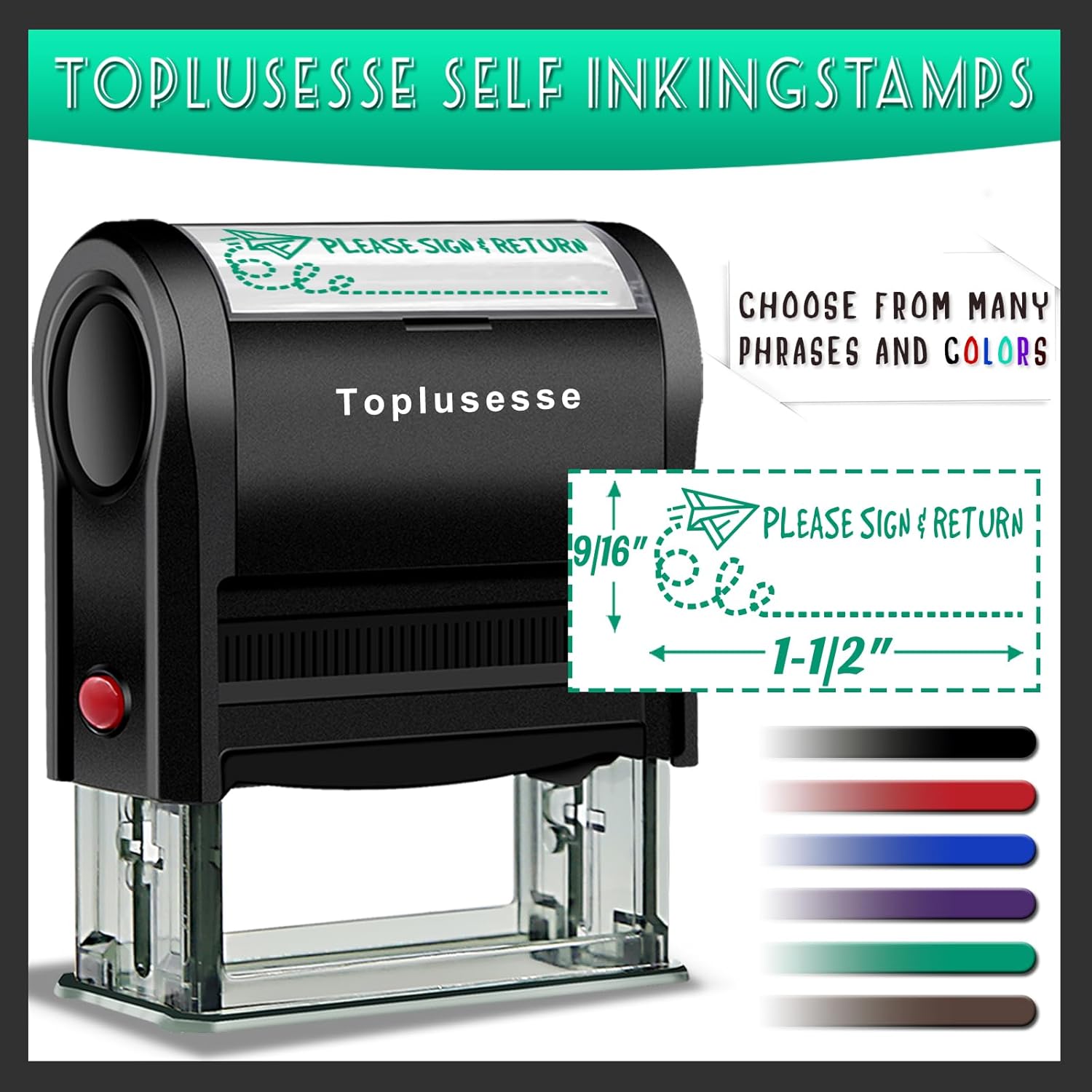 Amazon.com: Toplusesse Please Sign and Return Stamp Self Inking Office ...