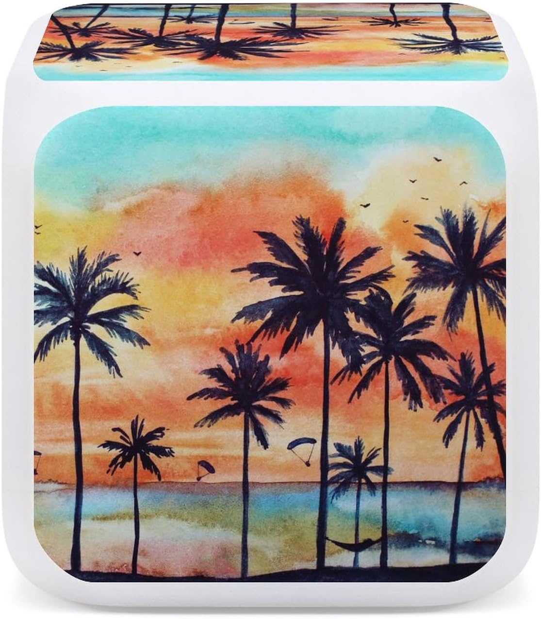 Amazon.com: Tropical Landscape with Palm Trees, Ocean, Orange Clouds at ...