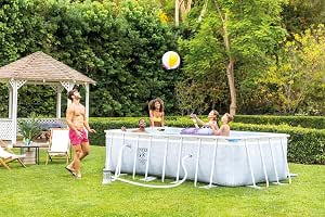 Intex 4m x 2m x 1m Chevron Prism Rectangular Pool Set, Set-up Size: 4 ...