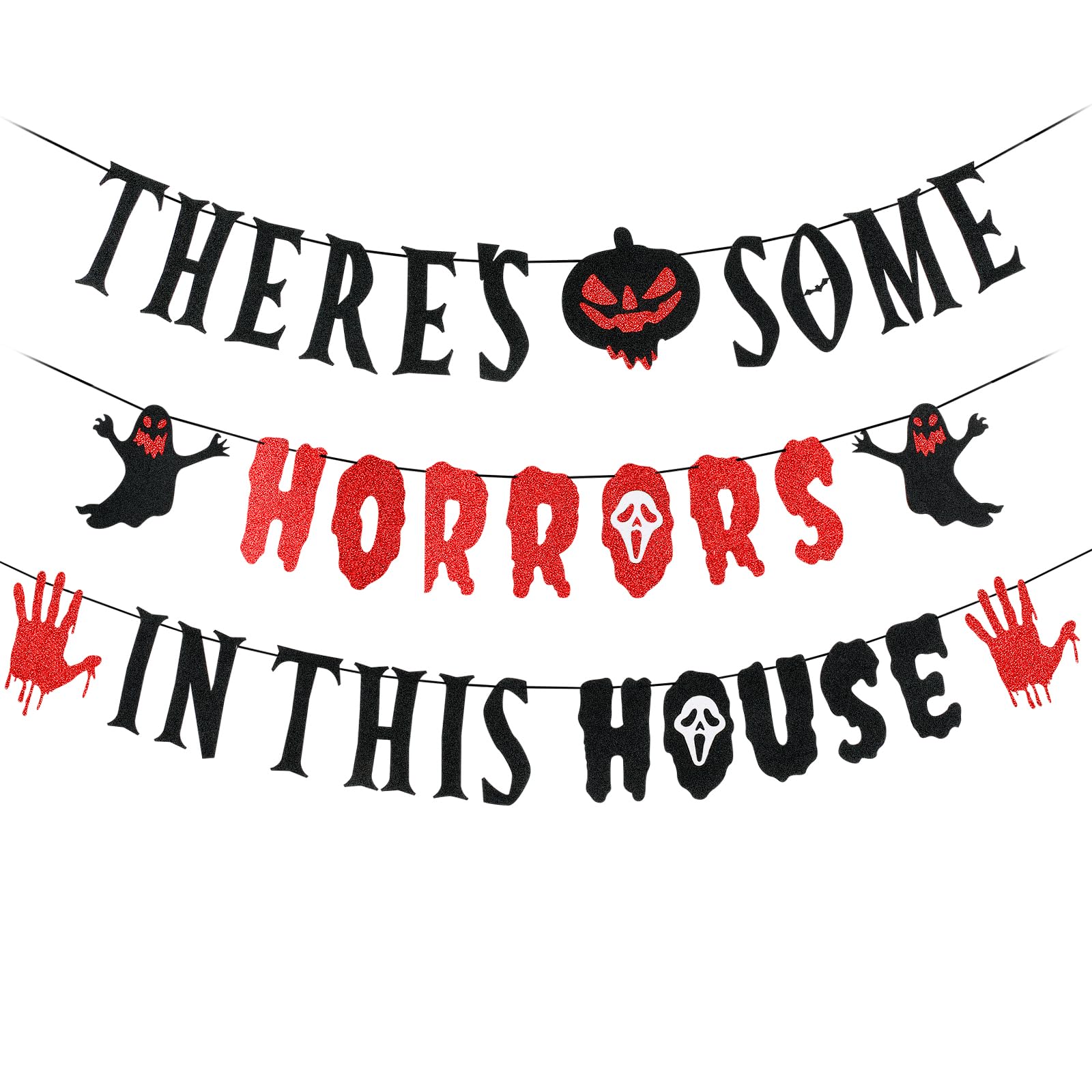 Amazon.com: Red and Black There's Some Horrors In This House Banner ...