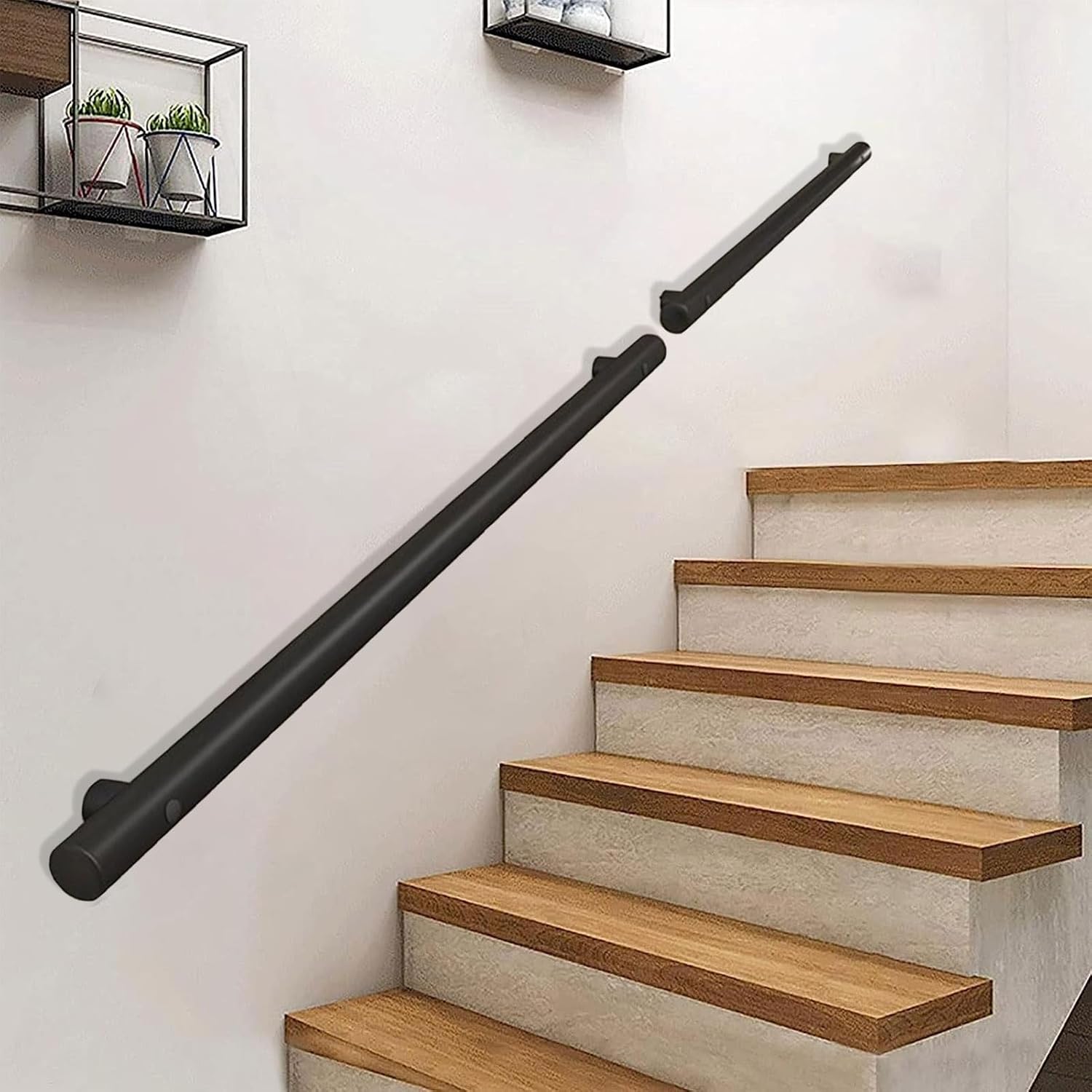 Stairs Handrail Black Metal Stainless-steel Round Tube Hand Rail ...