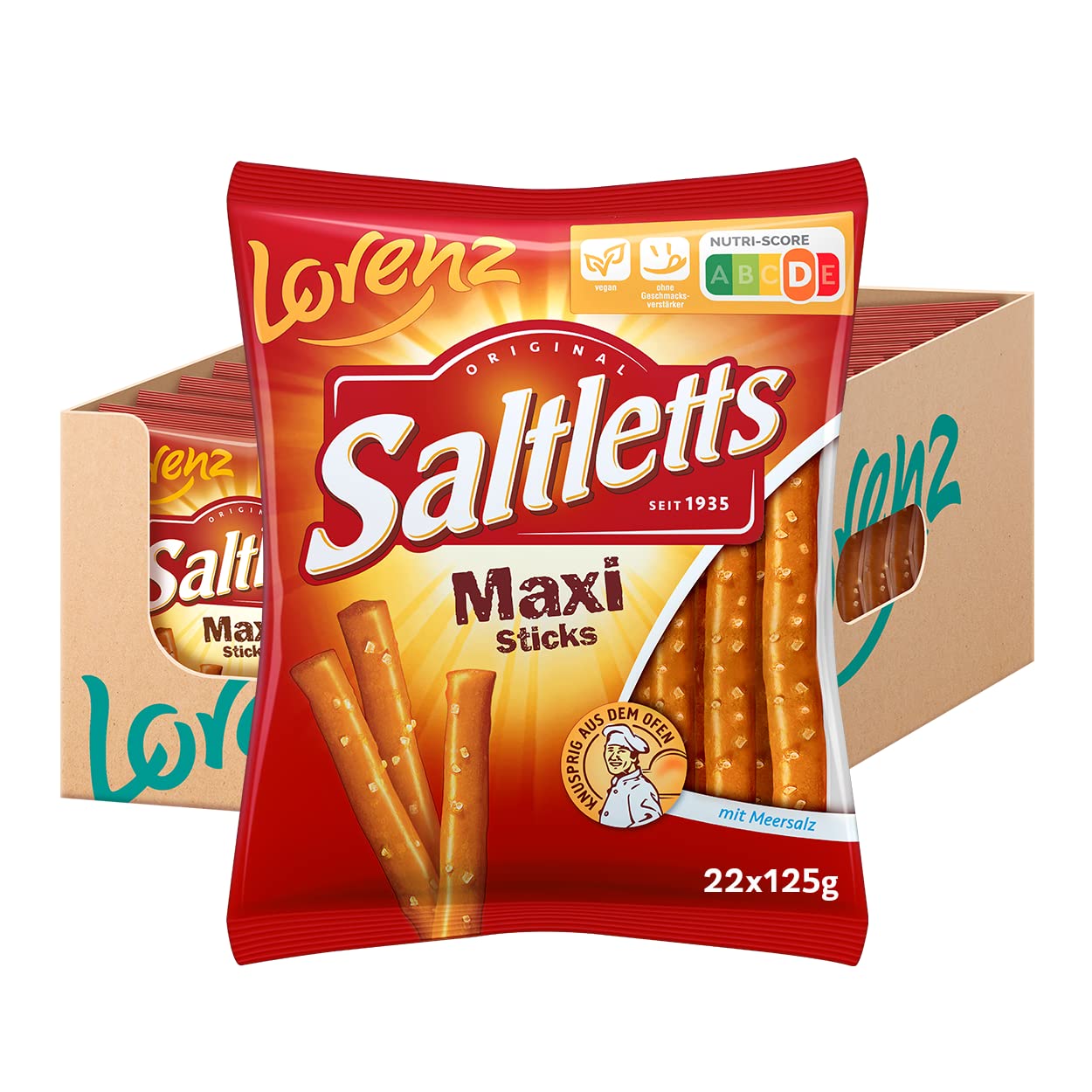 Lorenz Snack World Saltletts Maxi Sticks, 22er Pack (22 x 125 g ...