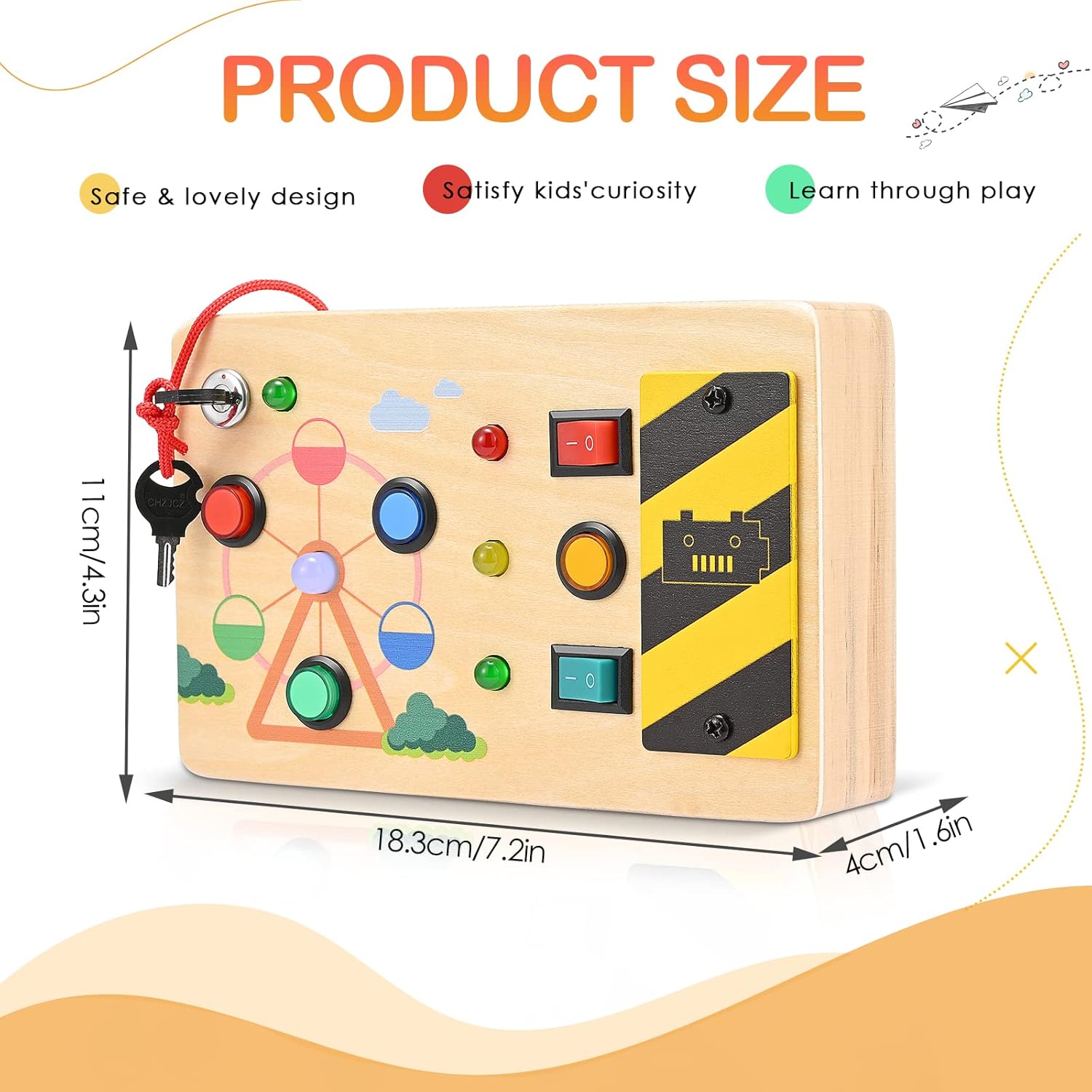 Pakuyi LED Busy Board Wooden Busy Board for Toddlers Montessori Sensory ...