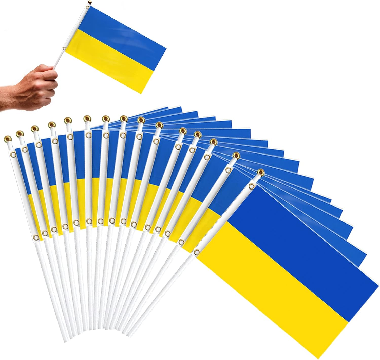 Amazon.com : Ukraine Flag - 15 Pack Mini Stick Flags Ukrainian National ...