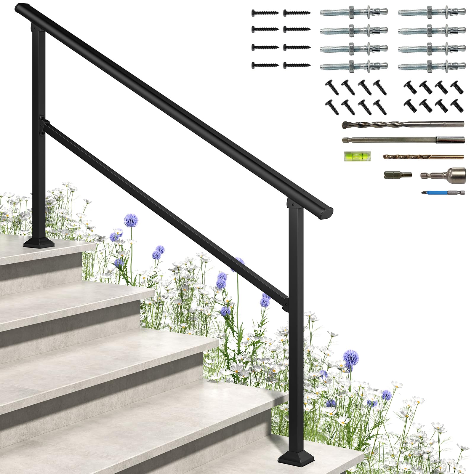 Snapklik.com : Hand Rails For Outdoor Steps, 5 Step Handrail, Outdoor ...