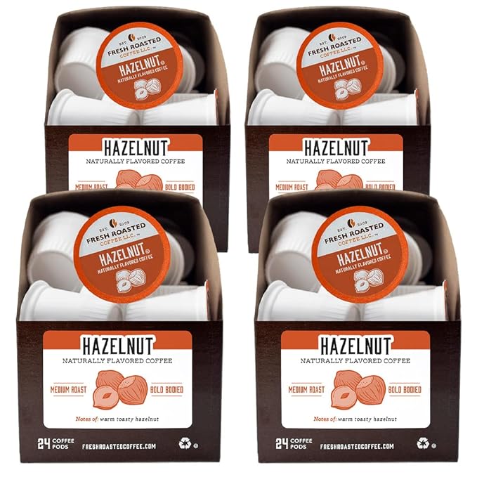 Amazon.com: Fresh Roasted Coffee, Hazelnut, Flavored Coffee Pods, 96 ...