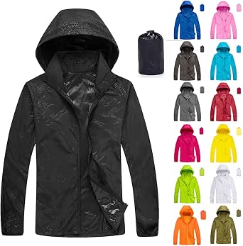 Amazon.com: Muscularfit Mens Packable Rain Jacket Lightweight ...